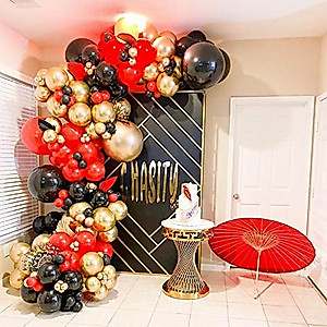 Red Black Gold Balloon Garland Arch Kit, 149Pcs Chrome Metallic Gold Marble Agate Black Balloons for Men Women Kids Birthday Party Decorations Baby & Bridal Shower Wedding Graduation Party Supplies