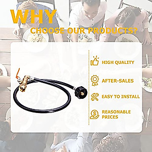 New Updated Propane Refill Adapter Hose 36’’ Propane Extension Hose Propane Refill Hose with ON-Off Control Valve for 1 LB Propane Gas Tank 350PSI High Pressure Camping Grill (QCC Type1 Inlet)
