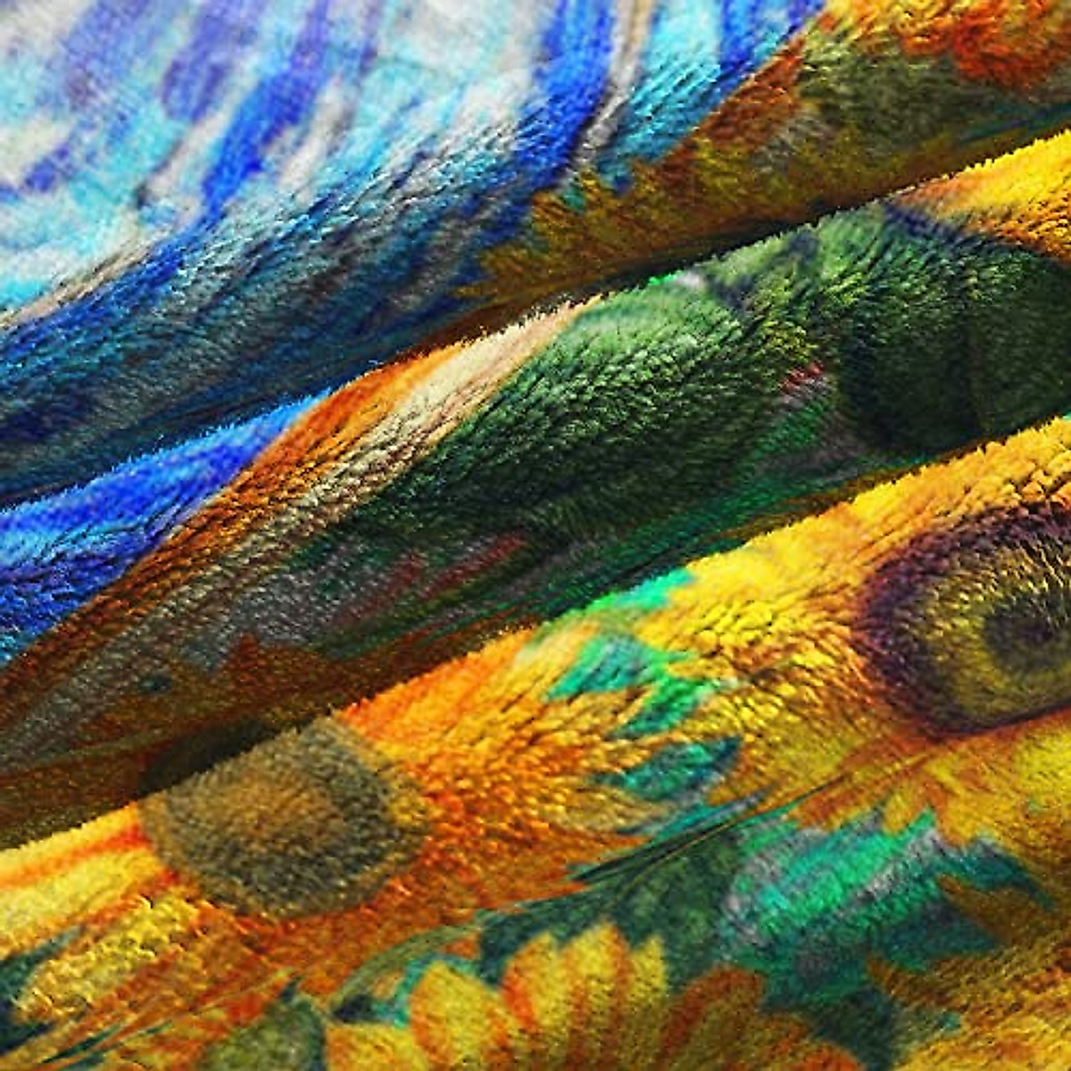 SUPRBOAT Sunflower Van Gogh Blanket, Farmhouse Fall Throw Blanket Starry Night Van Gogh Blanket, Throw Blanket for Couch Sofa Chair Bed Home Decoration (Sunflower, 80" L x 60" W)