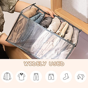 QINGHON 7 Grids Wardrobe Clothes Organizer, Clothes Organizer, T Shirt Organizer for Closet, Visible Grid Storage Box for Underwear, Socks, Skirts, T-Shirts (White,Two Medium)