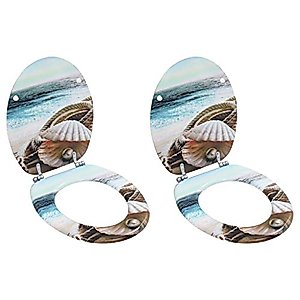 Plumbing Plumbing Fixture Hardware & Parts Toilet & Bidet Accessories WC Toilet Seats 2 pcs with Hard Close Lids MDF Musel Design