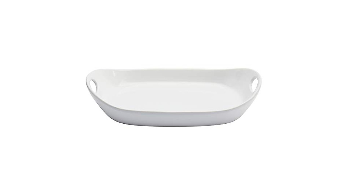 Tabletops Gallery White Durable Stoneware Serving Dishes Platter and Sets with Handles, Large ...