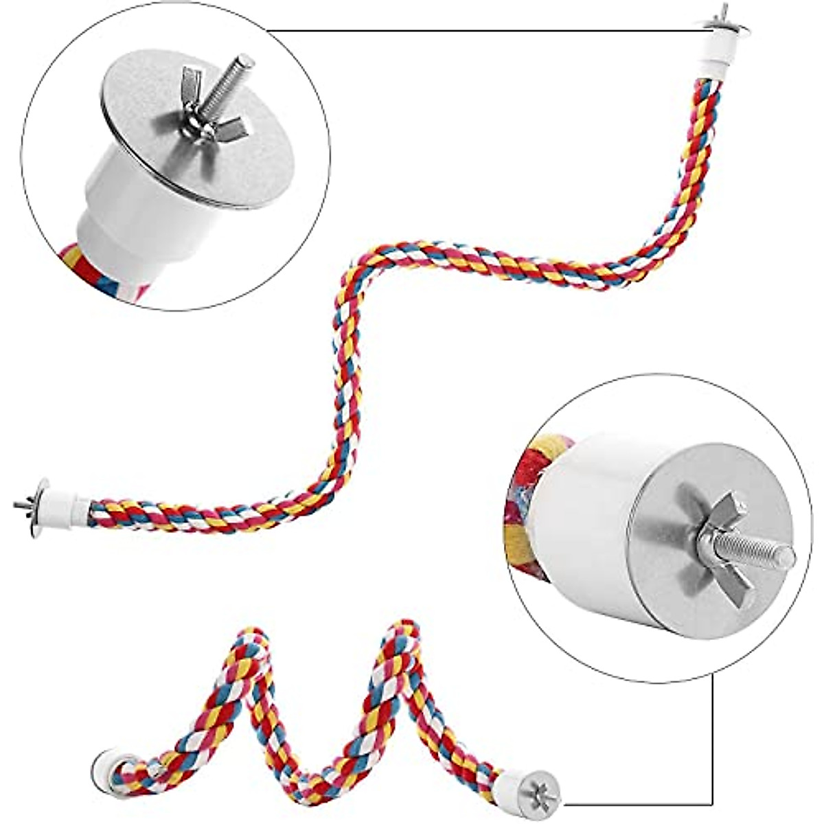 Bird Perches Rope Parrots Toys Fit Bigger Macaws Adjustable Stand Rope Ladder Rest (24in)