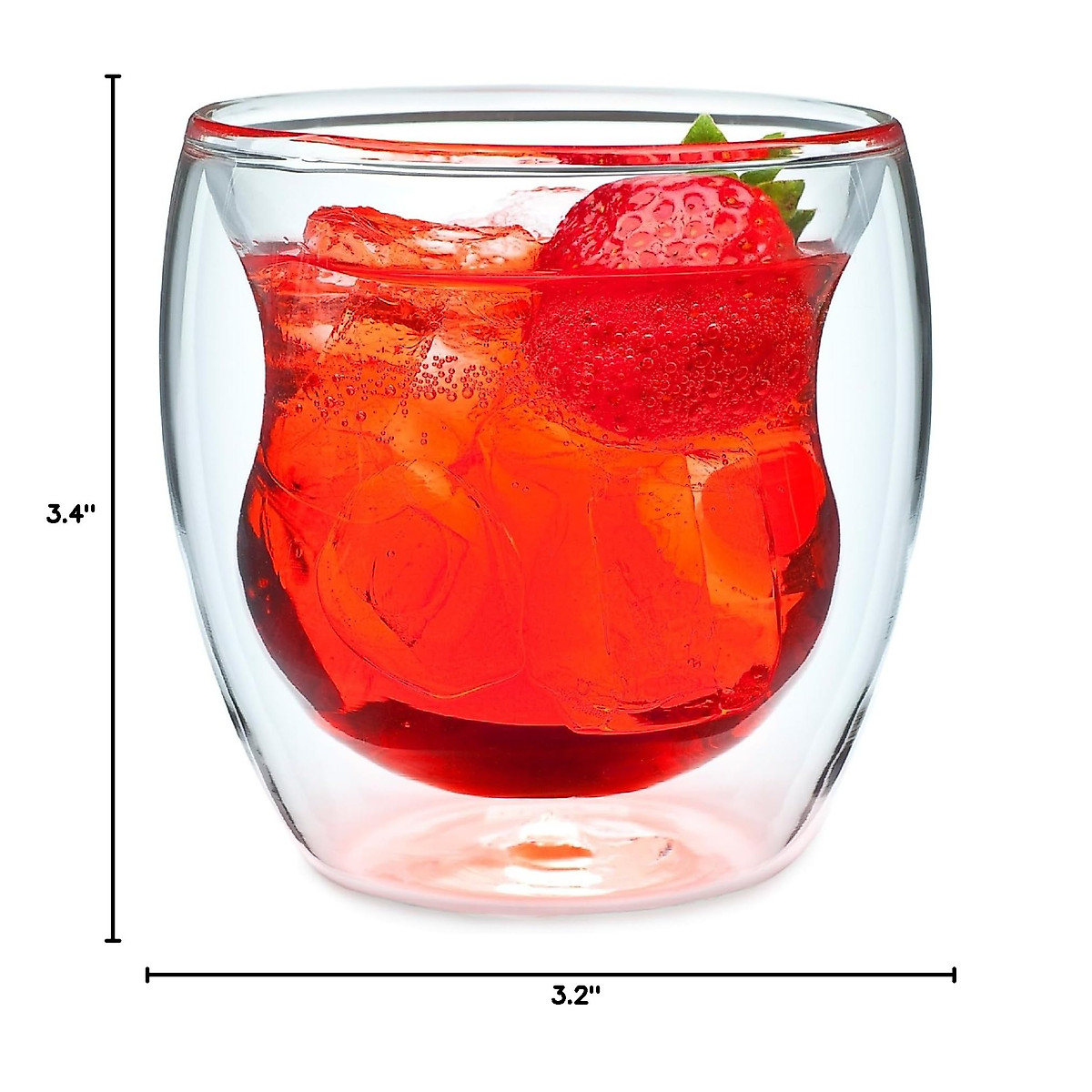 Curva Artisan Series Double Wall Beverage Glasses and Tumblers – Set of 4 Unique 8 oz Thermo Insulated Drinking Glasses