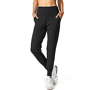 G Gradual Women's Joggers High Waisted Yoga Pants with Pockets Loose Leggings for Women Workout, Athletic, Lounge (Black, Large)