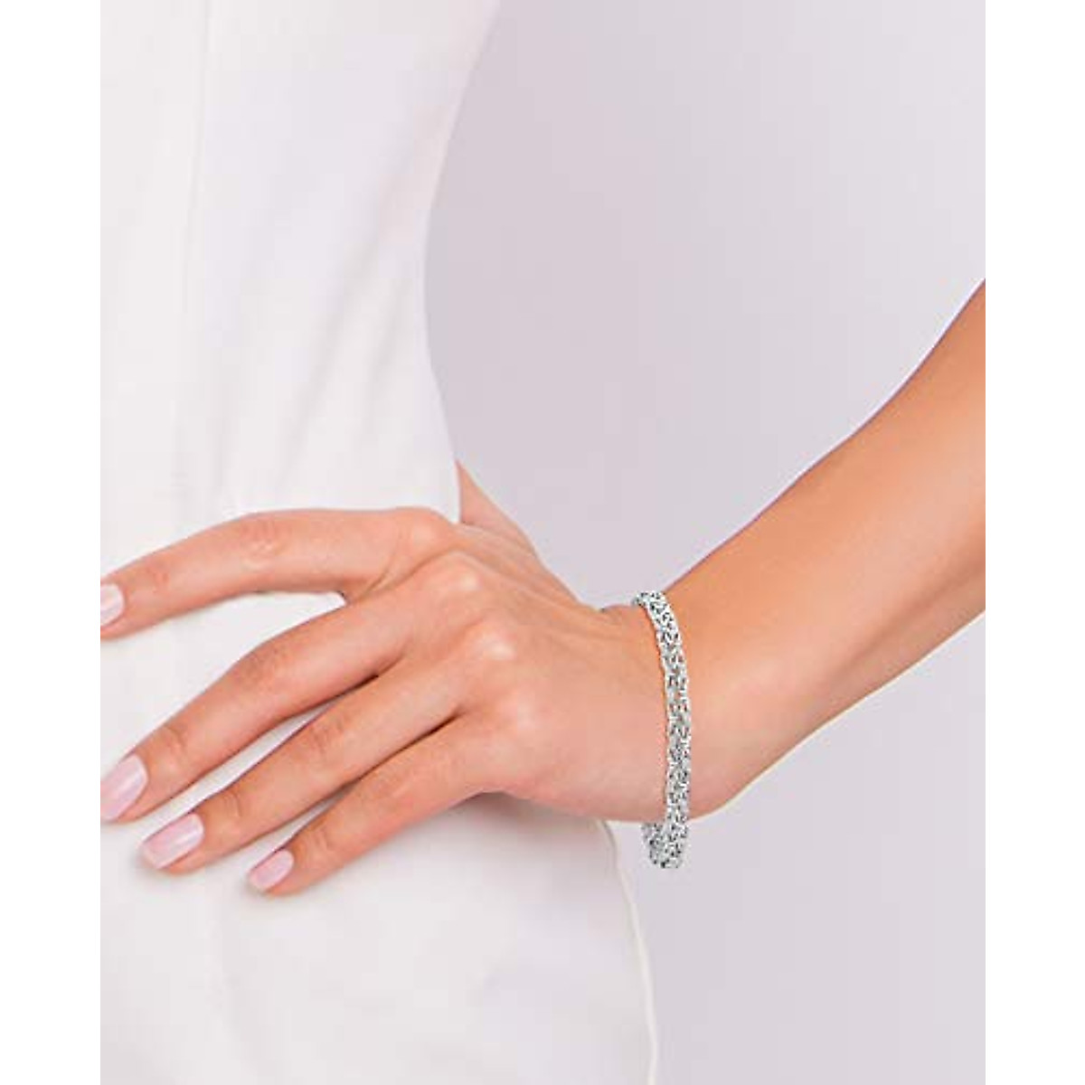 Miabella Italian 925 Sterling Silver Byzantine Bracelet for Women, Handmade in Italy (Length 7 Inches (Small))