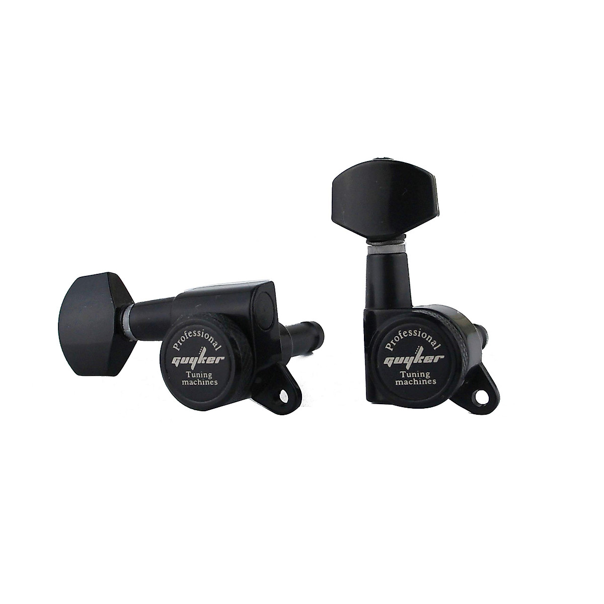 Guyker Guitar Locking Tuners (3L + 3R Handed) - 1:18 Lock String Tuning Key Pegs Machine Head with Hexagonal Handle Replacement for ST TL SG LP Style Electric, Folk or Acoustic Guitars - Black