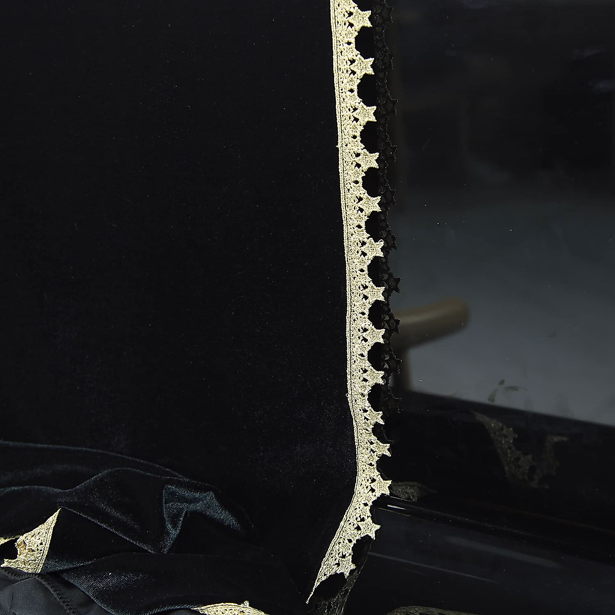 Mooson Upright Piano Cover, Universal Piano Dust Cover, Electric Piano Cover, Light Luxury, Soft Touch, Glossy, Thick, With Star Champagne Lace, High-end, Simple And Beautiful (Black)…
