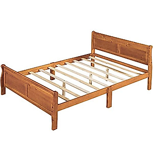 LCH Platform Bed,Full Size Wood Platform Bed with Headboard and Footboard for Bedroom and Guest Room,Platform Bed with Wooden Slat Support for Kids,Teens,Adults,Girls and Boys,Noise Free,Oak