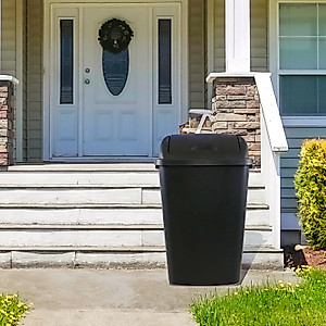 EudokkyNA Set of 4 Large Trash Cans with Lids, 13 Gallon Black Swing Top Garbage Can