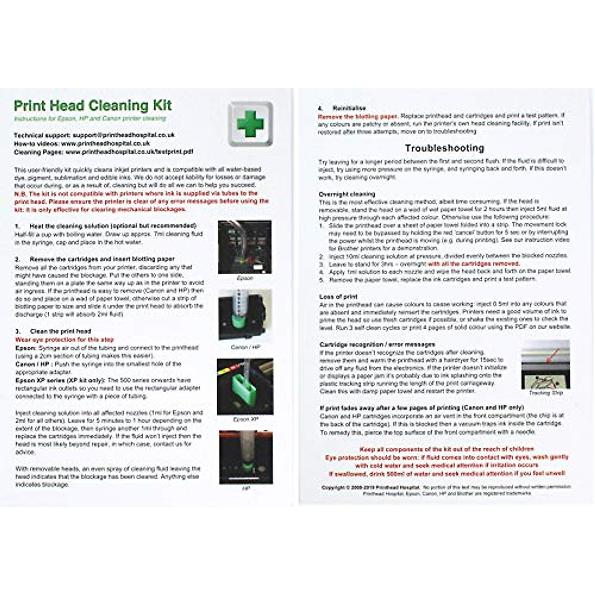 Printhead Hospital Printer Cleaning Kit for Epson Printers - 5oz | Easy to use kit to Clear Printer nozzles | Artisan Photo Workforce WF Ecotank ET