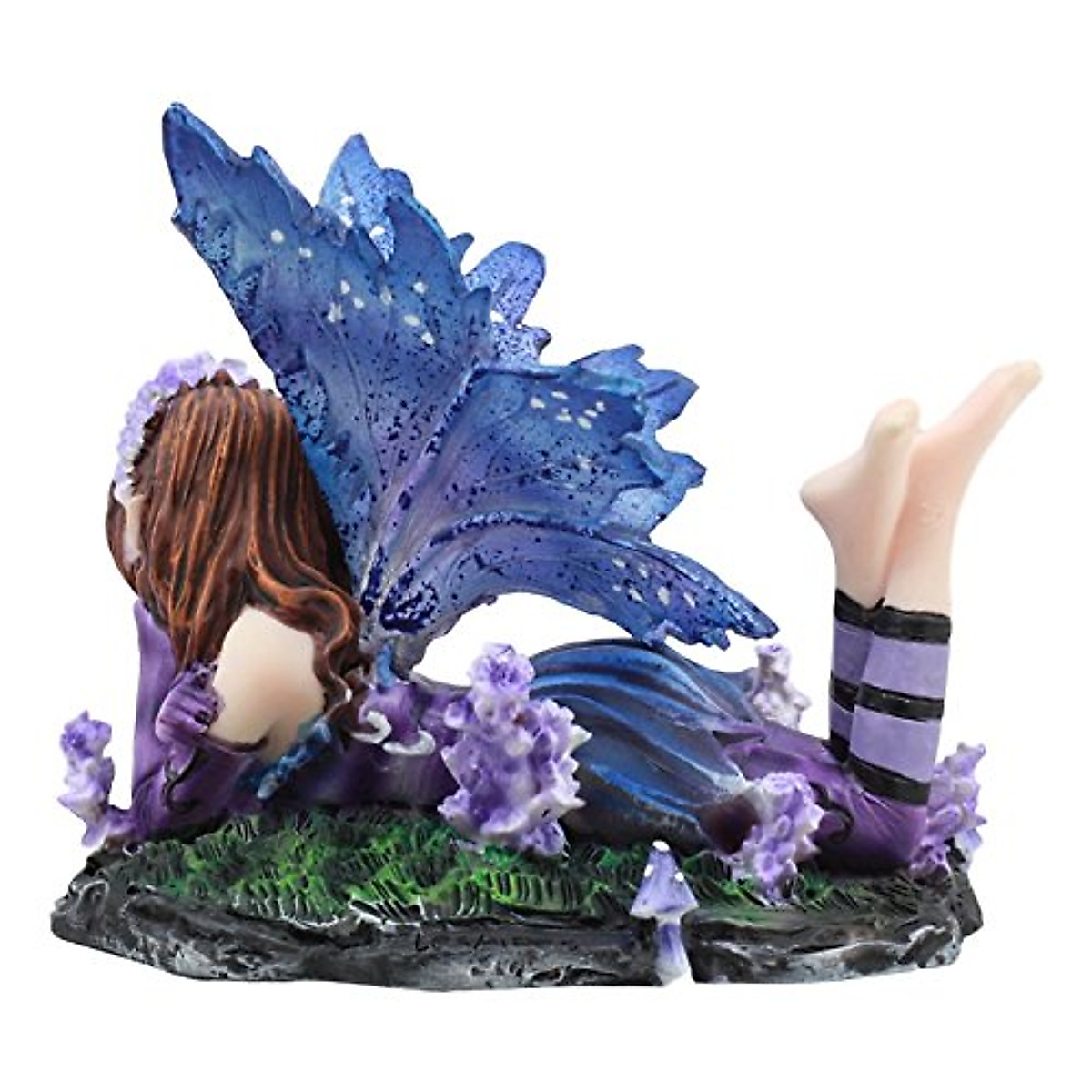 Ebros Fantasy Lavender Meadow Purple Girl Fairy Figurine 3.75" Long Faery FAE Pixie Garden Collectible Accessory