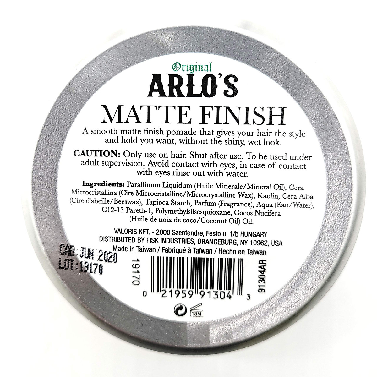 Arlo's Pomade - Matte 3 ounce