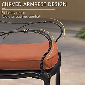 PURPLE LEAF Patio Dining Set Cast Aluminum 5-Piece Patio Furniture Set with 4 Dining Armchairs and 47" Round Table, 4 Cushions Included, for Lawn Yard Garden, Rhombic Brick Red Outdoor Dining Set