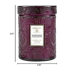 Voluspa Santiago Huckleberry,Small Candle Jar, 5.5 Ounce,50 Hour Burn Time,All Natural Wicks & Coconut Wax for Clean Burning,Vegan, Poured in the USA