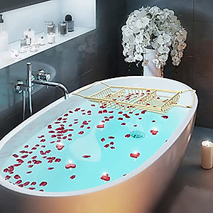 STOBOK Bathtub Tray Expandable Stainless Steel Over Bath Tub Racks Bathroom Shelf Organizer for Home Gold