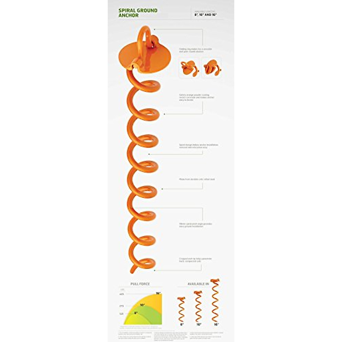 Liberty Outdoor ANCHFR8-ORG-A Folding Ring Spiral Ground Anchor, Orange, 8-Inch
