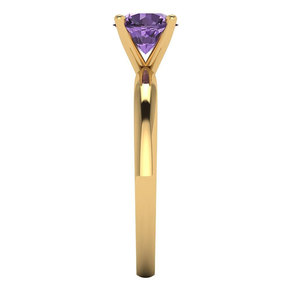 Clara Pucci 0.95 ct Round Cut Solitaire Simulated Alexandrite Proposal Wedding Bridal Designer Anniversary Ring in 14k Yellow Gold 6