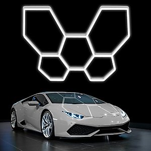 Zheedale Hexagon Garage Lights, Higher Brightness Lumens Honeycomb Hex Led Light 5 Grid for Garage, Auto Beauty Shop, Car Detailing Shop, Workshop, Basement, 3 Year Warranty