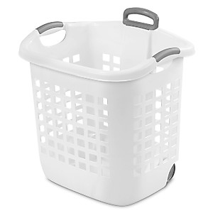Sterilite 12168006 2 Bushel 71L Ultra Laundry Basket, White w/Titanium handles, 6 pack & 12248004 Laundry Basket, 62 L, White, Pack of 4