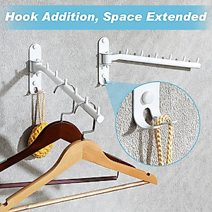 Alise Swivel Clothes Hanger Rack, Stainless Steel Laundry Wall Mounted Drying Rack, Heavy Duty Coat Hanging Rack with Swing Arm for Closet Bedroom Laundry, White