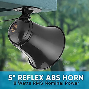 Pyramid Outdoor Trumpet Car Horn Speaker - 5” Pa Horn Speaker w/ 8 Ohms Impedance, 15 Watt Power, Adjustable Bracket, 10' Pre-Wired Cord, 3.5mm Mono - Pa Speaker for Cb Radio Car Siren System-PS5