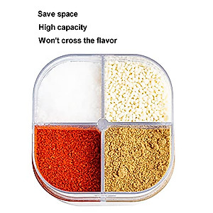 Miayon 2 Pack 4 in 1 Spice Container Salt and Pepper Shaker Transparent Seasoning Shaker Can Filter Lumps Spice Jars for Home Restaurant Camping Travel Cooking BBQ