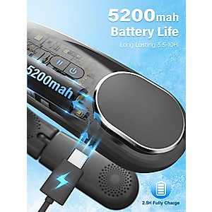 aimdty ChillGo Bladeless Neck Fan - 5200mAh Personal Portable Fan - Neck Air Conditioner - Cooling Wearable Fan Rechargeable - MAX 12Hrs, 4 Motors, Foldable - Great Gifts for Men Women - Black