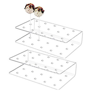 2 Pack Acrylic Cake Pop Stand Display 15 Hole Lollipop Display Stand Tray Decorating Kit for Weddings Baby Showers Birthday Party Anniversaries Halloween Christmas Candy Decorative