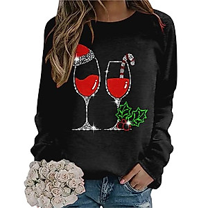 Ugly Christmas Sweatshirt Shirts for Women Women Shirts Christmas Graphic Print Sweatshirts Novelty Funny Trendy y2k Laides Coat Shrugs Black Jacket Women Dressy Womens Blouse Funny Xmas