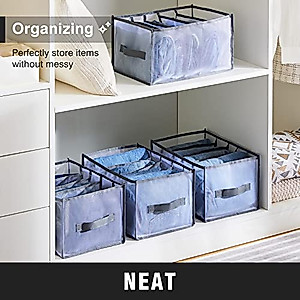 TECHMILLY Clothes Drawer Organizer for Jeans, 5 & 7 Grids Closet Pants Organizers, Wardrobe Storage Baskets for Jeans, Shirts, Sweaters