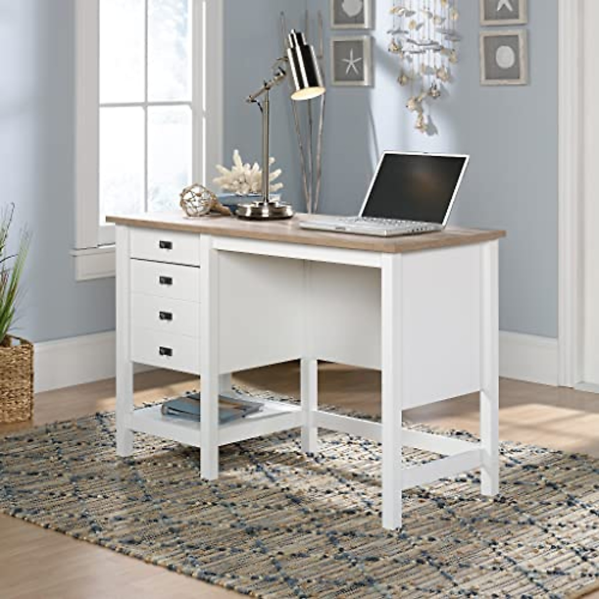 Sauder Cottage Road Pedestal Desk, Soft White Finish