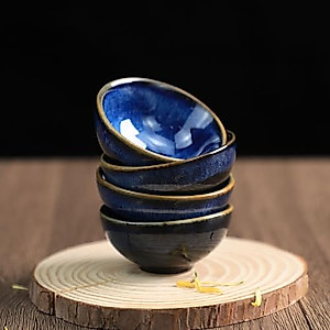 Sizikato 5PCS Kiln-Change Ceramics Sake Set Include 1PCS Sake Bottle and 4PCS Sake Cups