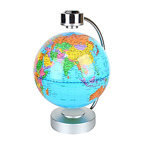 Floating Globe, Office Desk Display Magnetic Levitating and Rotating Planet Earth Globe Ball with World Map, Cool and Educational Gift Idea for Him - 8" Ball with Levitation Stand (Blue)