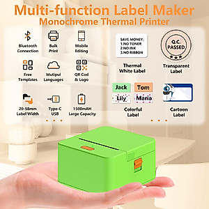 Lemketan Label Maker Machine with Tape, Mini Portable Bluetooth Thermal Printer, 2 Inch Label Printer for Small Business Barcode Storage Mailing Office Home with Auto Scan Identification
