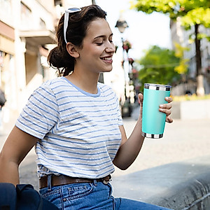 ATIKZHE 20oz Tumbler with Straw and Brush, Stainless Steel Vacuum Insulated tumbler, Double Wall Insulated Coffee Tumbler for Outdoor, Home, Travel,Office (Light Green,1pcs)