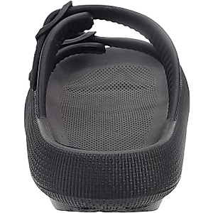 BRONAX Cloud Slides for Women Shower Pillow Slippers Cushion Bathroom Pool Extra Thick Sole Adjustable Double Buckle Foam Beach Sandals Ladies Soft Size Black