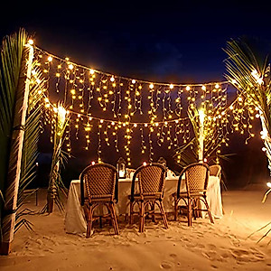 KiflyTooin Led Christmas Lights Outdoor Christmas Decorations Hanging Lights 400LED 8 Modes 75 Drops, Outdoor Indoor Fairy String Lights for Party, Holiday, Wedding Decorations (Warm White)