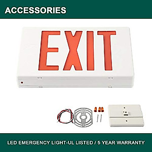 EXITLUX 2 PACK UL Listed -Red Led Exit Sign with Emergency Lights&Battery Backup Operated Powered Exit Lights Exit -Double Face-120-277VAC Fire Exit Signs Lighting for Room,Street,Window.Stairs.