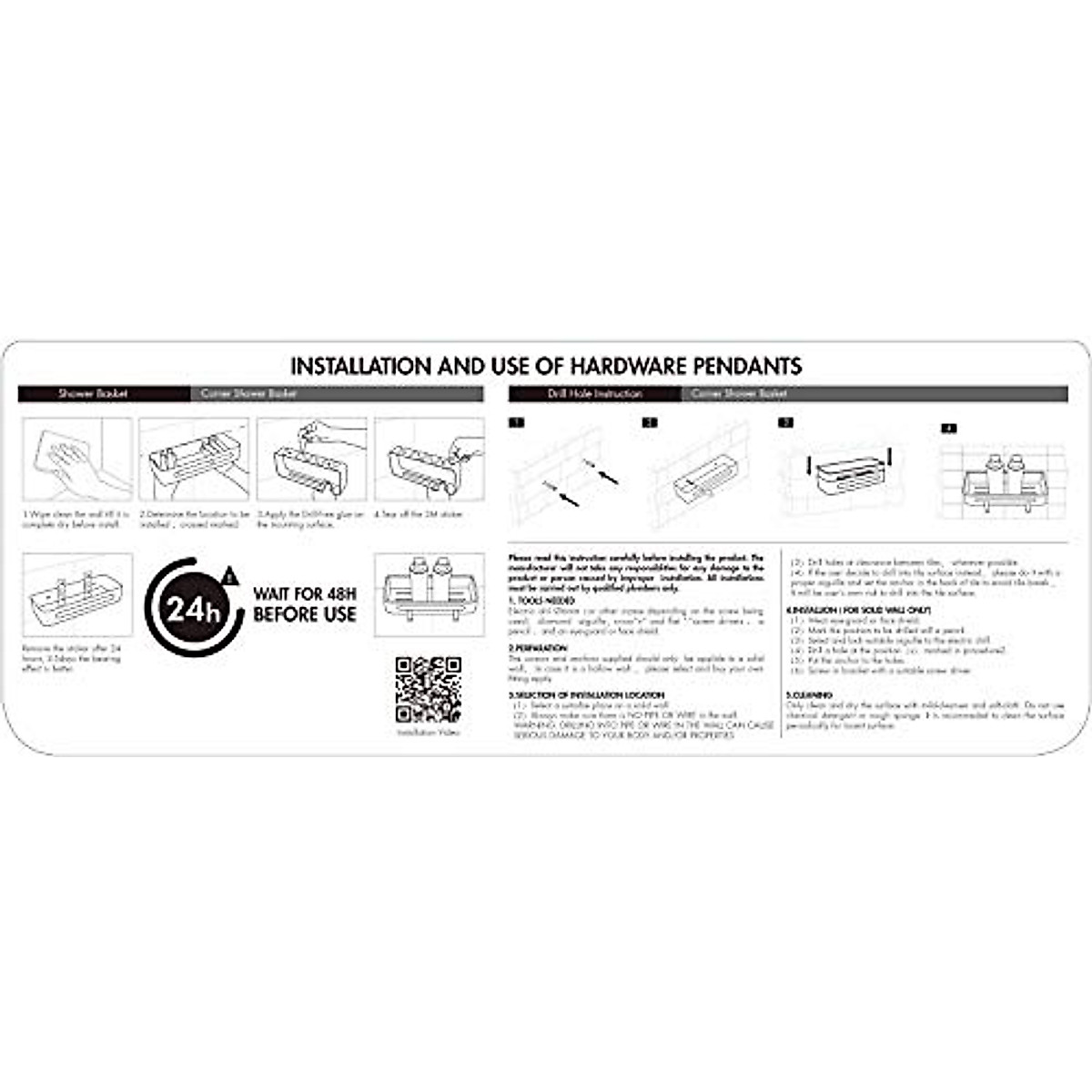 Mihom Shower Caddy Basket Rectangle Shelf With Hooks for Hanging Sponge, With two install ways for customers option of No Drilling holes Wall Mounted Bathroom Shelves, SUS304 Stainless Steel