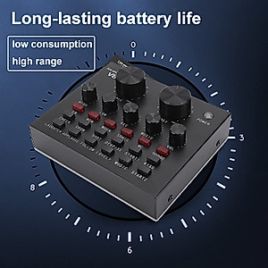 Diyeeni Mobile o Mixer Console, Multifunctional USB Live Sound Card Intelligent Volume Voice Changer Device Recording Sound Card for Live Broadcast, Hosting Speech, Karaoke for iOS Android