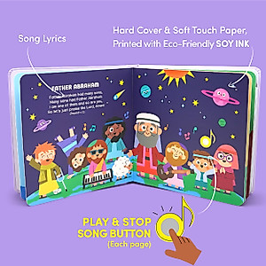 Bible Stories Sound Book - 6 Bible Songs - Christian Easter Gifts for Kids - Christening, Baptism Gifts for Boys, Girls - Religious Toys, Interactive Music Books for Toddlers - Easter Basket Stuffer
