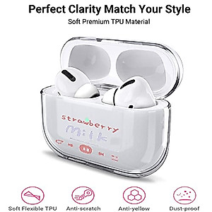 Compatible AirPods Pro 2019 / AirPods Pro 2nd 2022 Case Cover, Clear AirPod Pro Case for Women Girls Cute Hard Protective Cover with Keychain Design for Apple AirPod Pro Charging Case (Strawberry)