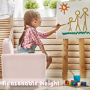 INFANS Kids Sofa, Children Armrest Chair with Sturdy Wood Construction and Dutch Velvet, Upholstered Toddler Armrest Couch Furniture for Nursery Kindergarten Playroom Preschool, Gift for Boys Girls