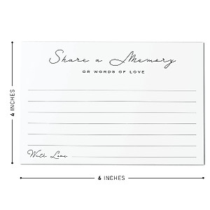 Share a Memory Cards - Minimalist Well Wishes Card - 6 x 4 - Set of 50 - for Celebration of Life, Weddings, Anniversaries, Memorials, Funerals, Birthdays, Graduation, Retirement, Going Away