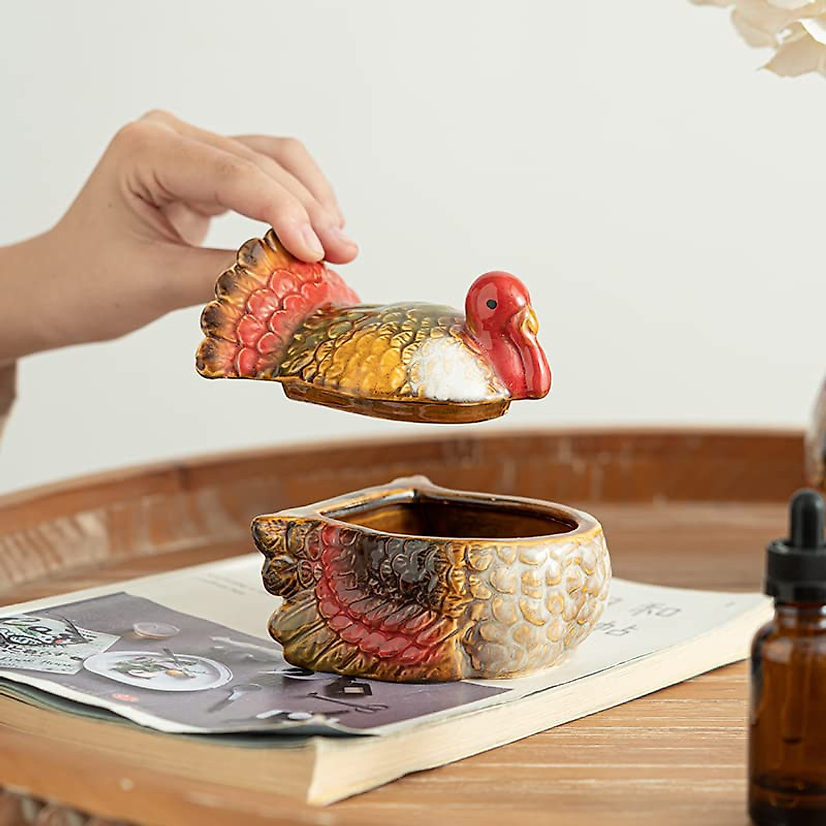 YINYUEDAO Ceramic Jewelry Organizer - Jewelry Tray, Decorative Bowl, Ring Dish for Rings, Earrings, Necklaces, Bracelets, Watches, Keys, Cell Phones - Holiday Gift for Women's Friends and Mothers