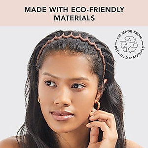 Kitsch Hairband - Zig Zag Headbands - Recycled Plastic Hair Band for Men & Women | Classic 90s Headband & Hairband | Mens Headband | Wavy Headband with Teeth | 2pc (Neutral)