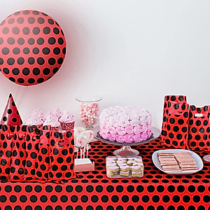 100 Pcs Ladybug Birthday Party Favor Bags Ladybug Plastic Candy Bags Ladybug Red Black Polka Dot Gift Bags Ladybug Party Supplies for Ladybug Theme Party Wedding Birthday Party Baby Shower Decorations