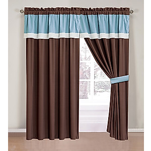 Grand Linen 3-Piece Light Blue/Brown/White Color Block Duvet Cover Set, King Size Includes 1 Cover and 2 Shams - Brushed Microfiber - Luxury, Ultra Soft and Durable