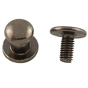 E-outstanding Monk Rivet 30PCS 6x8x8mm Black Round Phillips Head Button Stud Screws Chicago Screws Nail for DIY Leather Craft